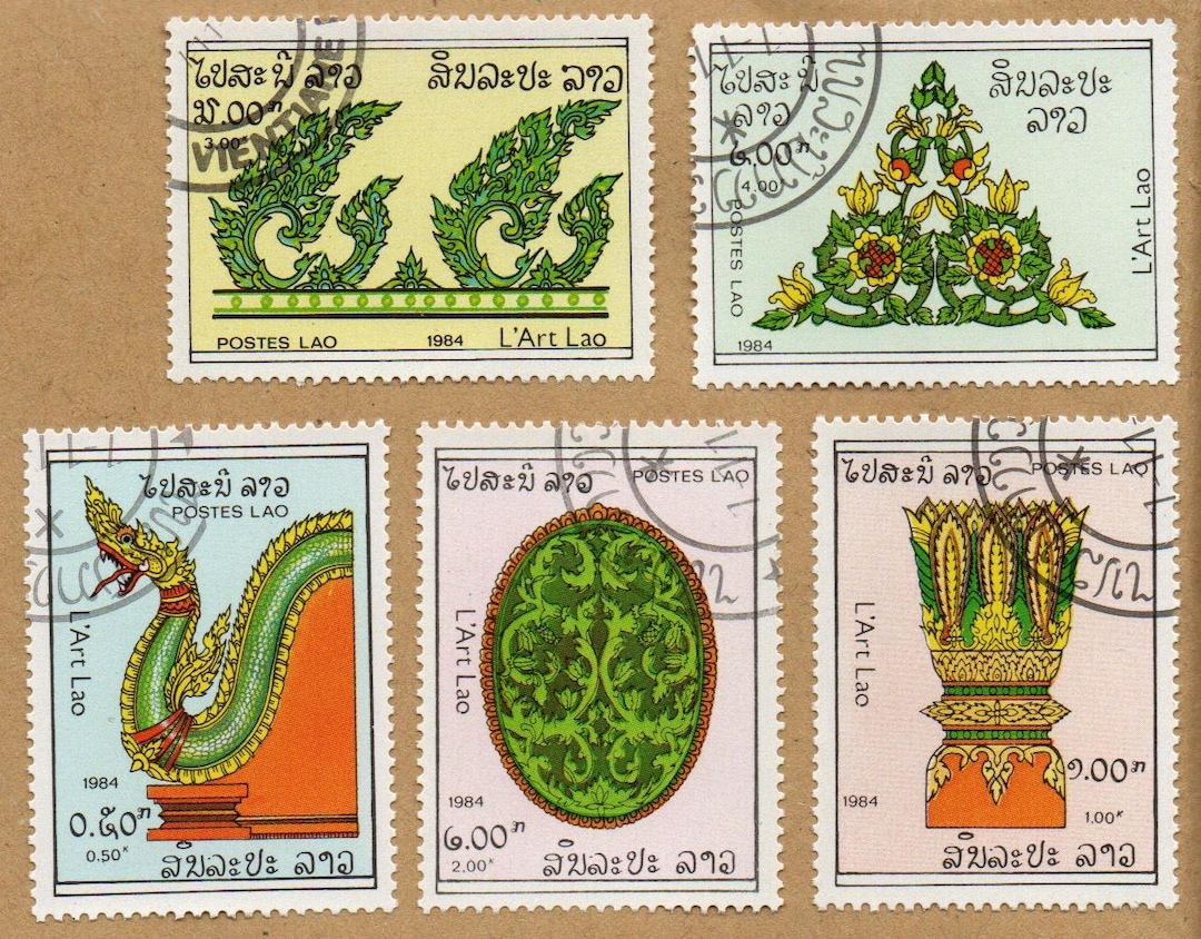 Postage Stamps - Laos L'art Lao - Series 5 Pieces CTO (cancelled to ...