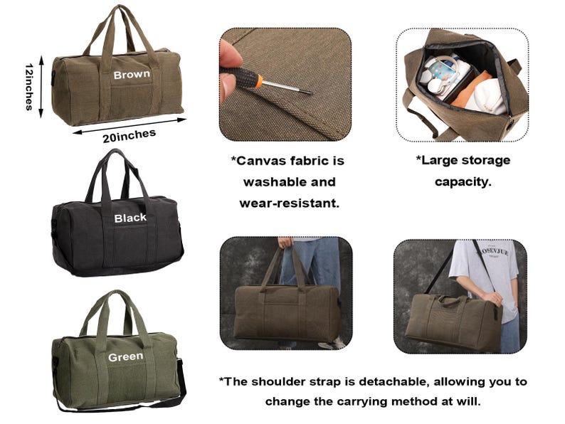 Personalized Weekender Bag,custom Canvas Duffle Bag,large Capacity ...