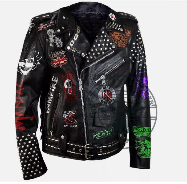 Men’s Handmade Black Leather Jacket – Studded Punk Rock Coat With ...