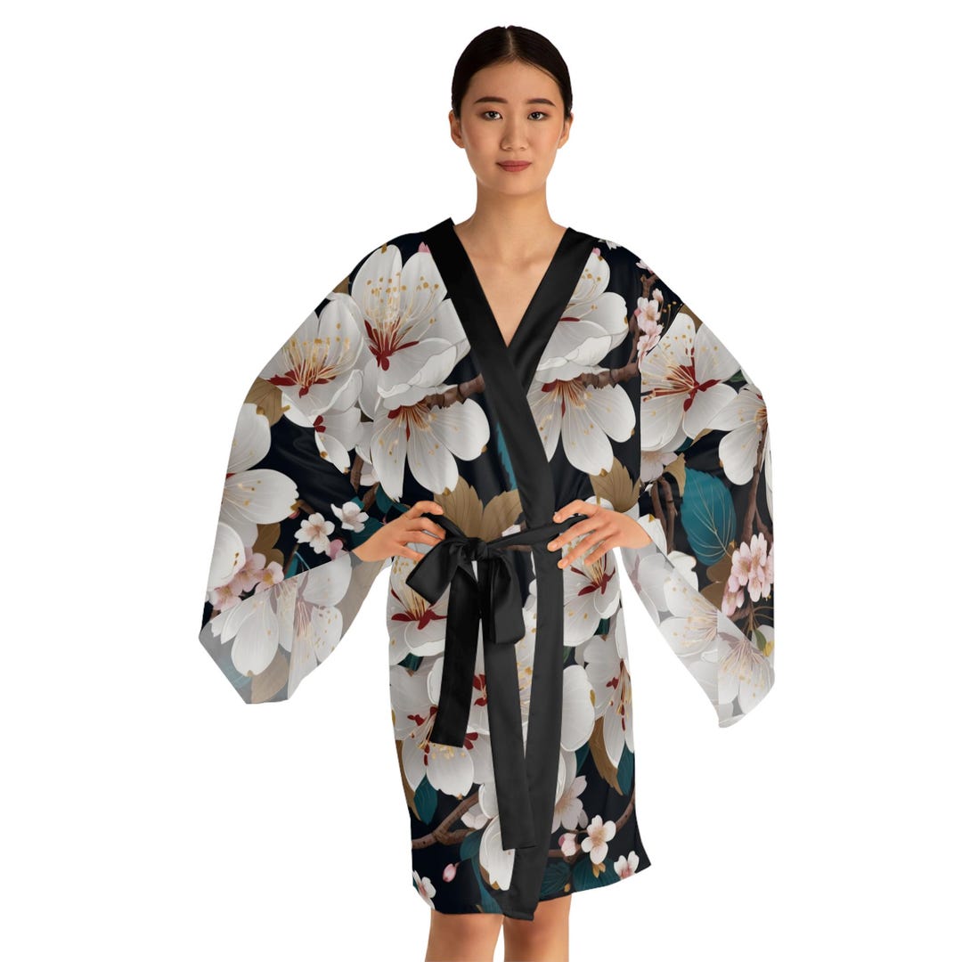 Floral Kimono Robe, Women's Kaftan Robe, Japanese Style Robe, Boho Robe ...