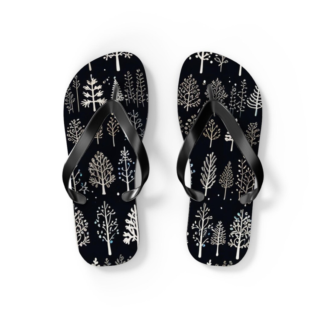 Christmas Forest Flip Flops, Holiday Flip Flops, Festive Sandals ...