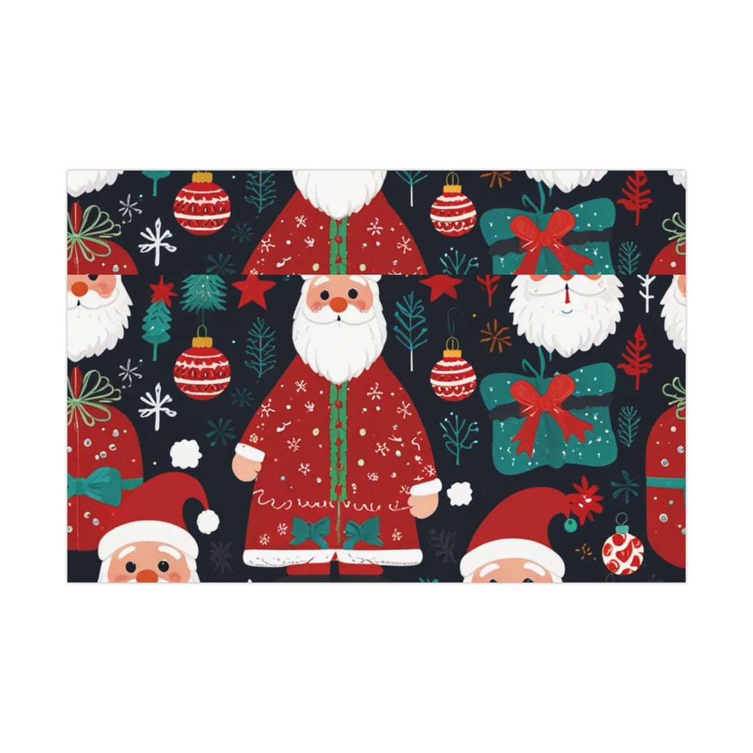 Santa Gift Wrap Papers, Christmas Decor, Holiday Wrapping Paper, Santa ...