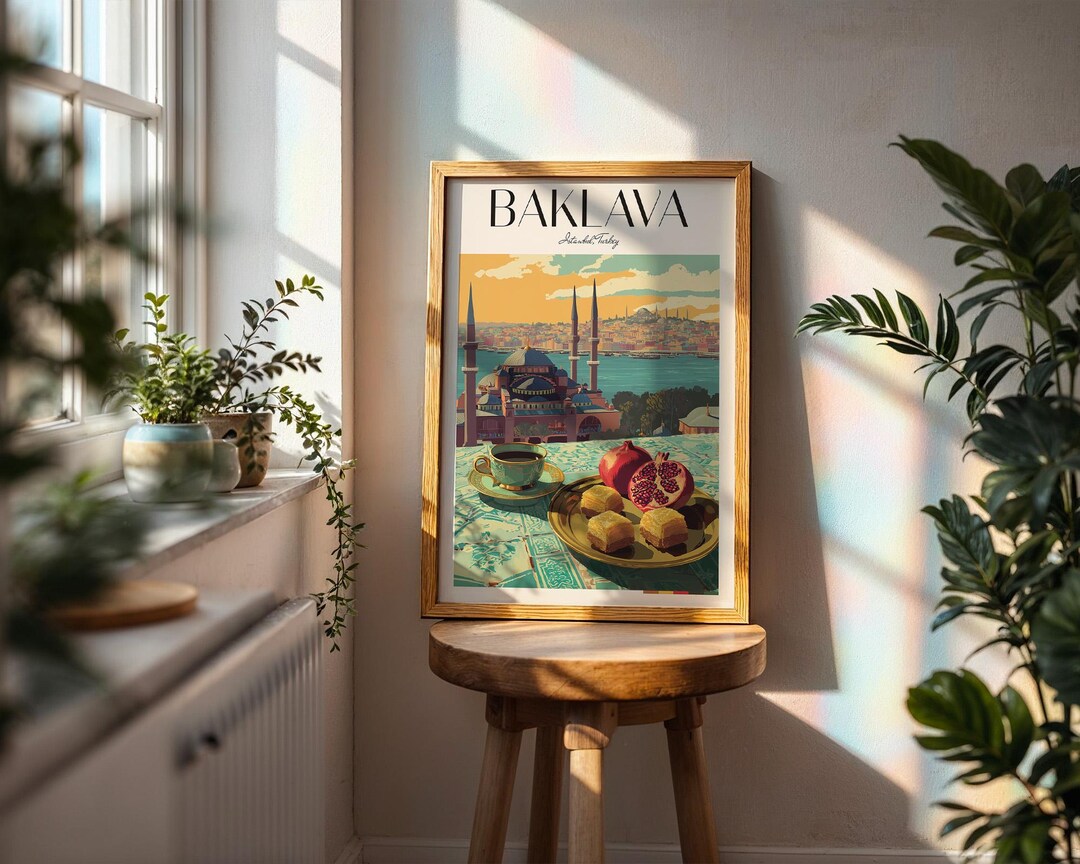 Baklava Poster, Turkish Food Art Print, Istanbul Wall Art, Turkey ...