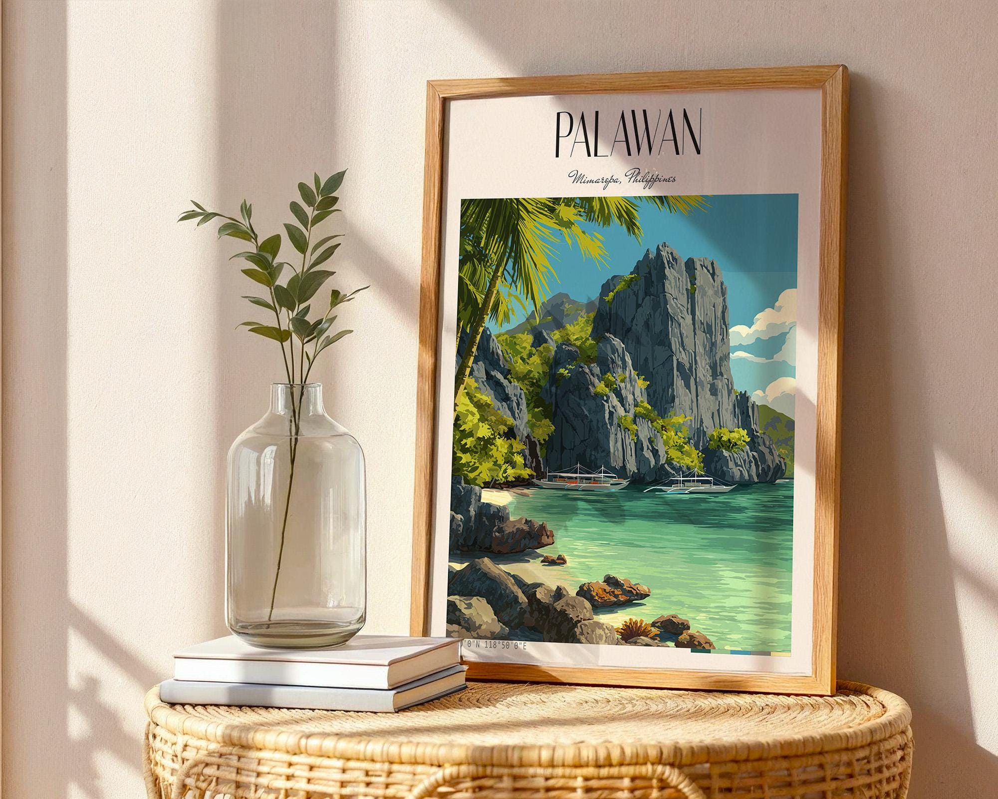 Palawan Poster, Philippines Landscape Art Print, Tropical Island Wall ...