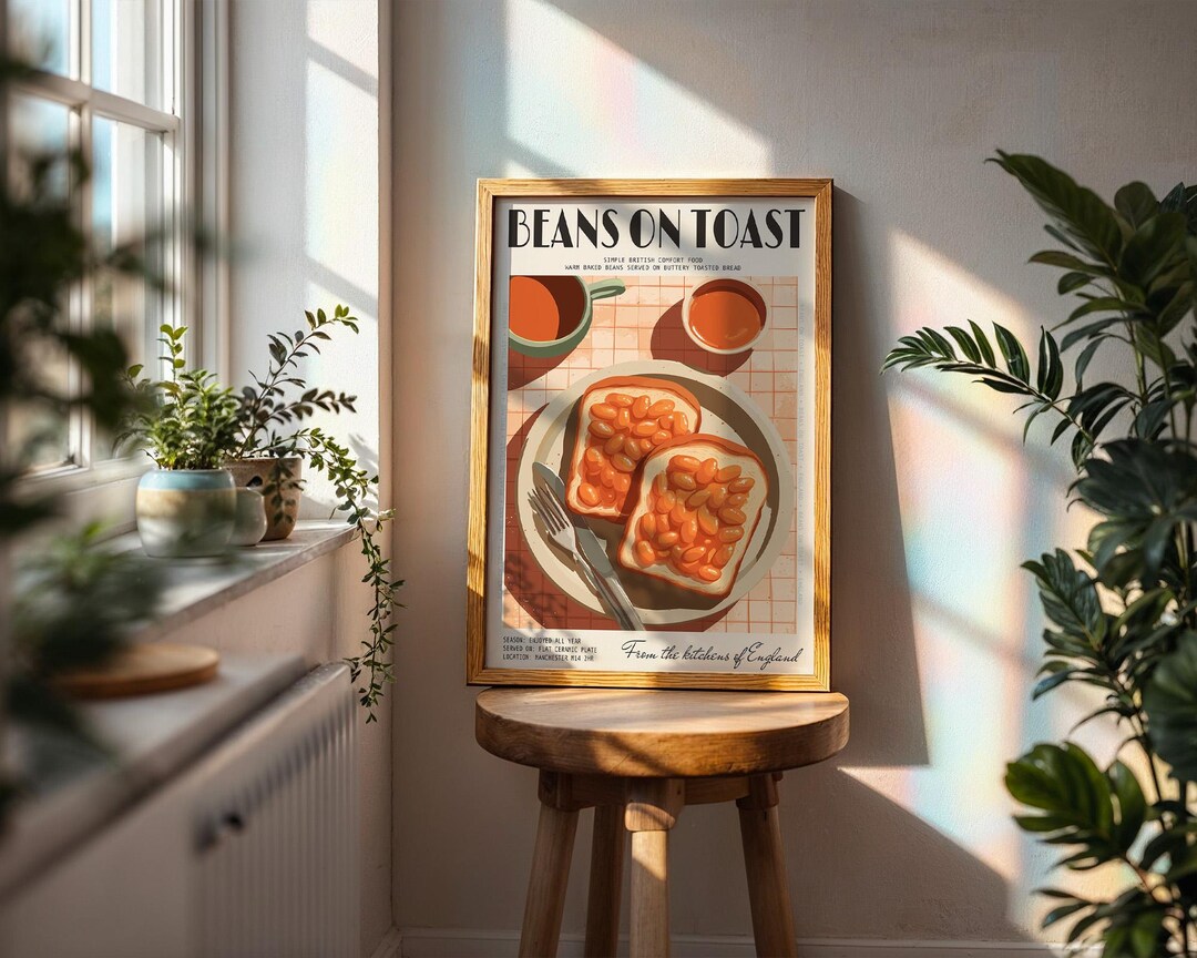 Beans on Toast Poster, British Food Art Print, Kitchen Decor - Etsy
