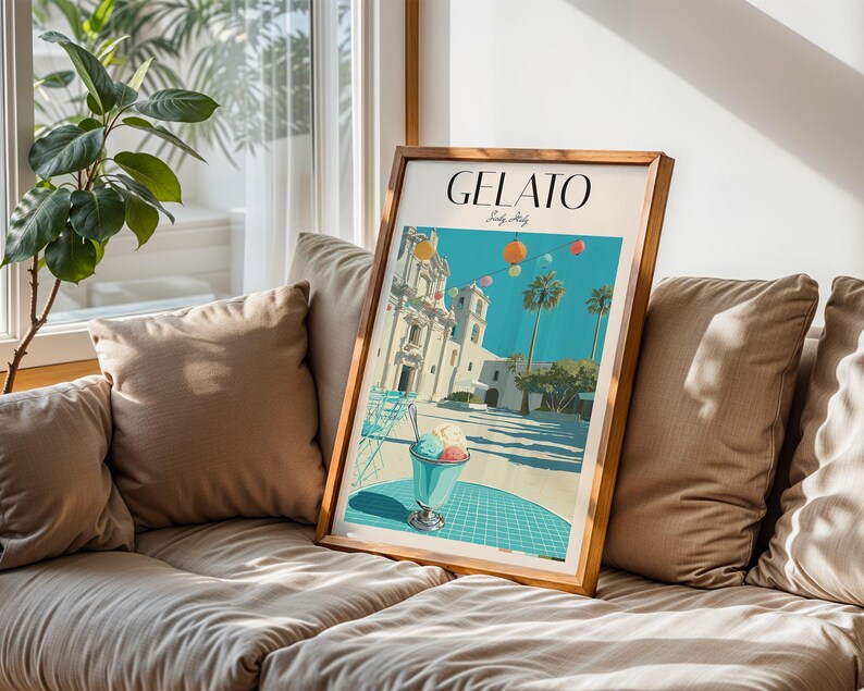 Gelato Poster, Italian Food Art Print, Sicily Wall Art, Italy Kitchen ...