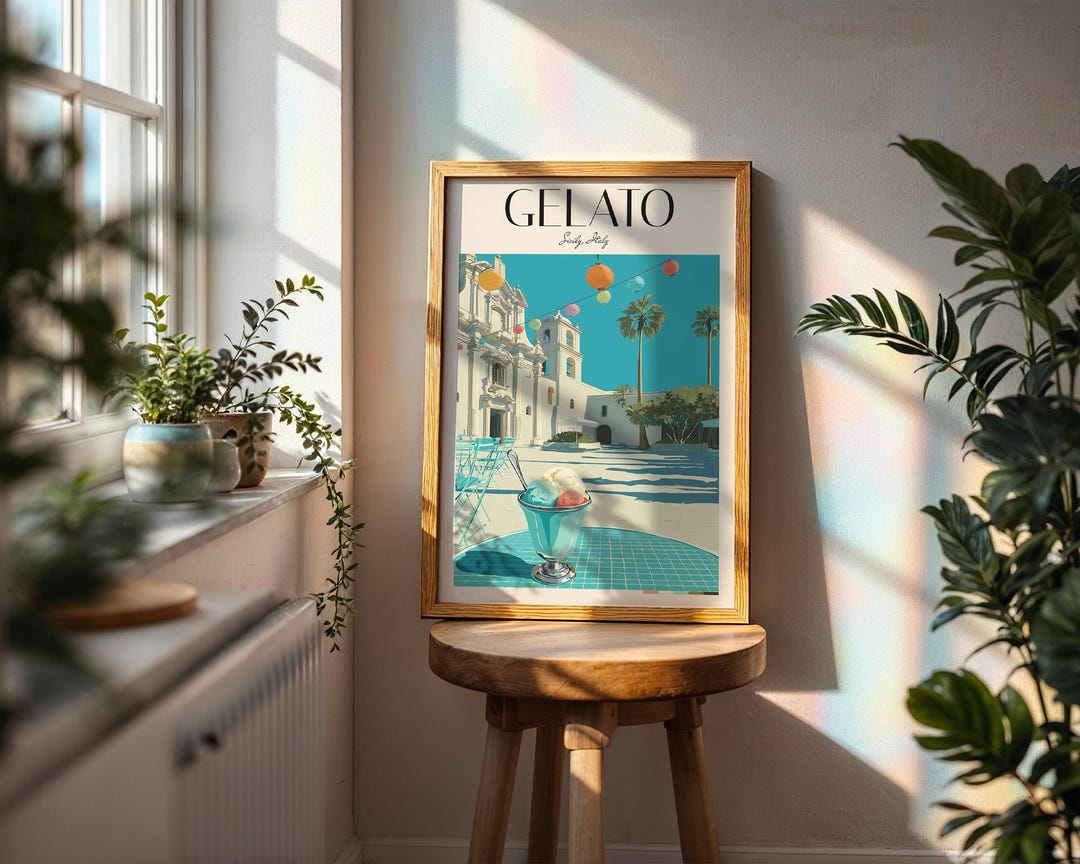 Gelato Poster, Italian Food Art Print, Sicily Wall Art, Italy Kitchen ...