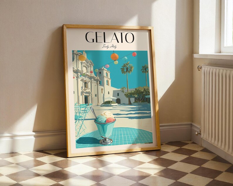 Gelato Poster, Italian Food Art Print, Sicily Wall Art, Italy Kitchen ...
