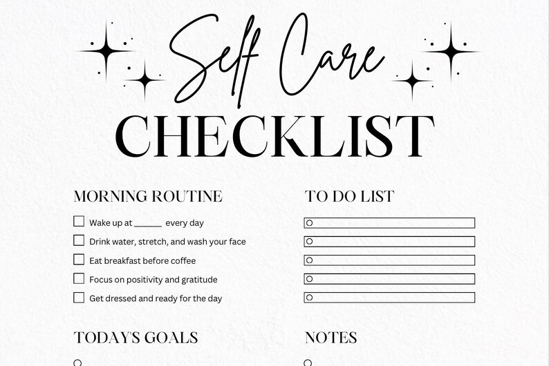 Self Care Checklist Printable | Daily Wellness Tracker | Mental Health ...
