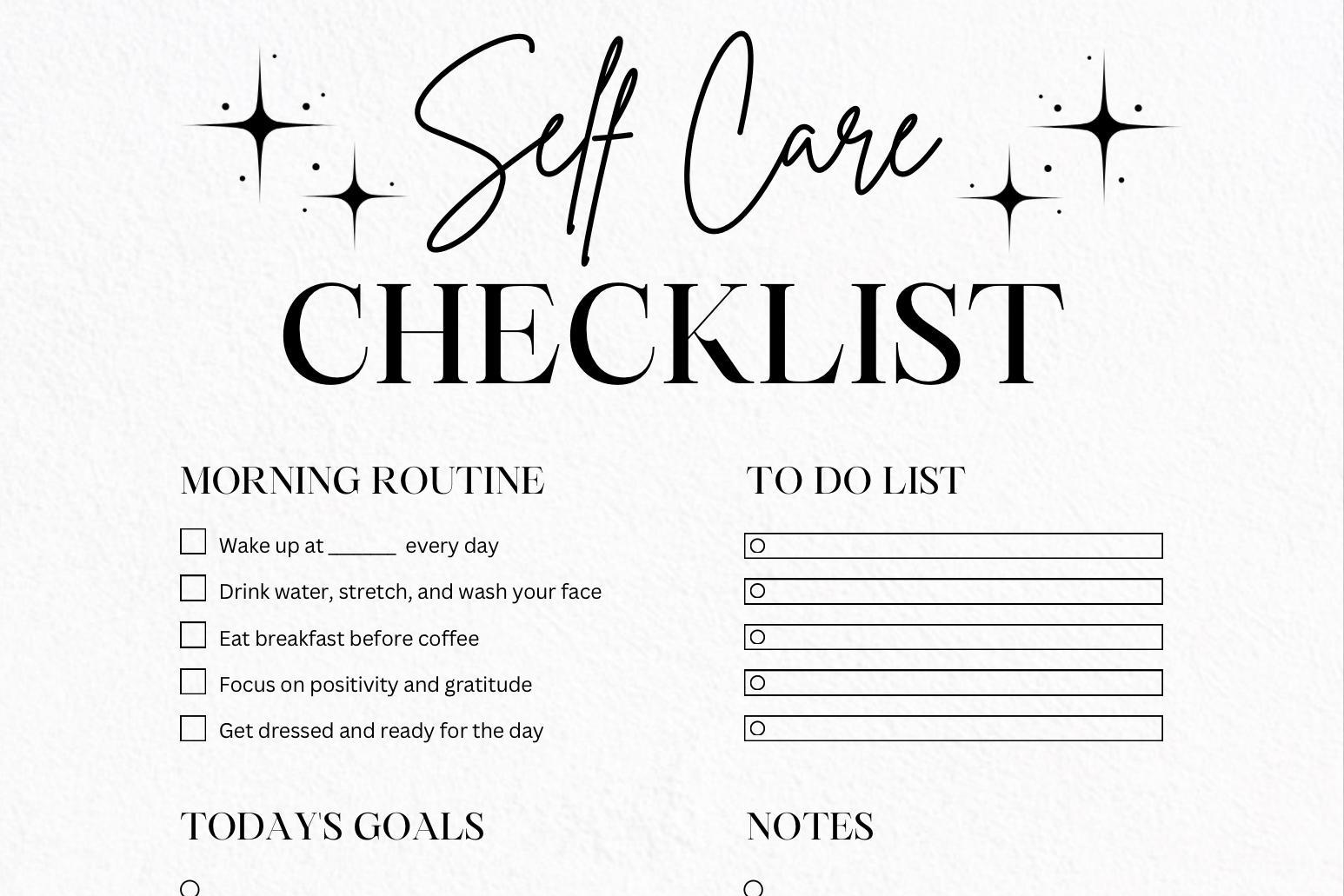 Self Care Checklist Printable | Daily Wellness Tracker | Mental Health ...