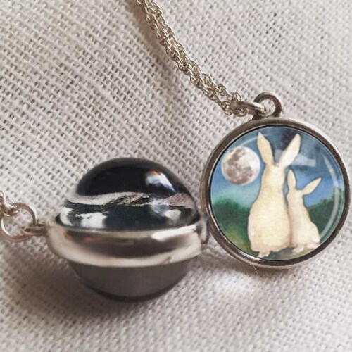 Rabbit Necklace Full Moon Jewelry I Love You to the Moon and - Etsy