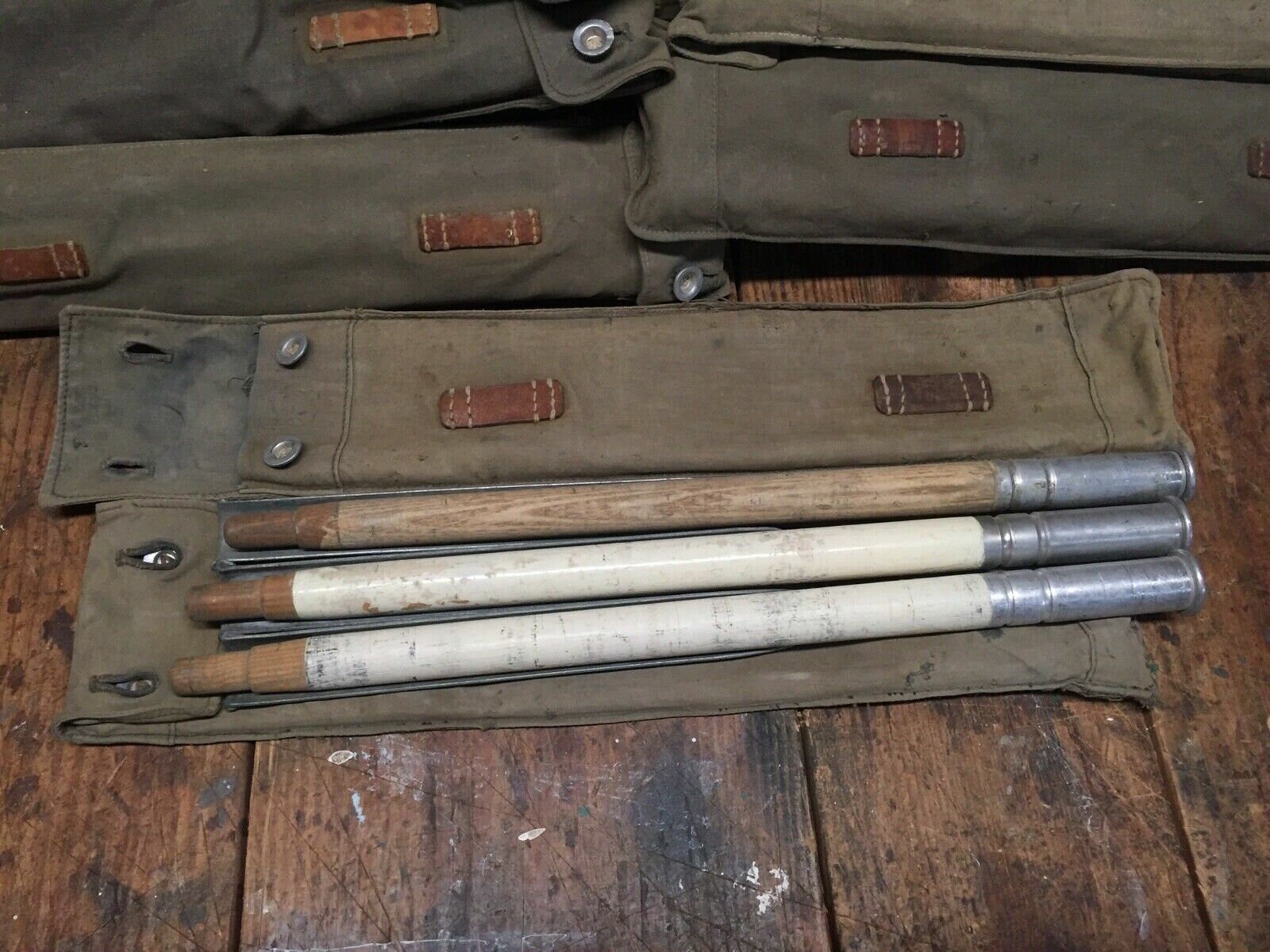 Vintage WW2 Half Shelter Pup Tent Pole & Stake Kit Army Green Military ...