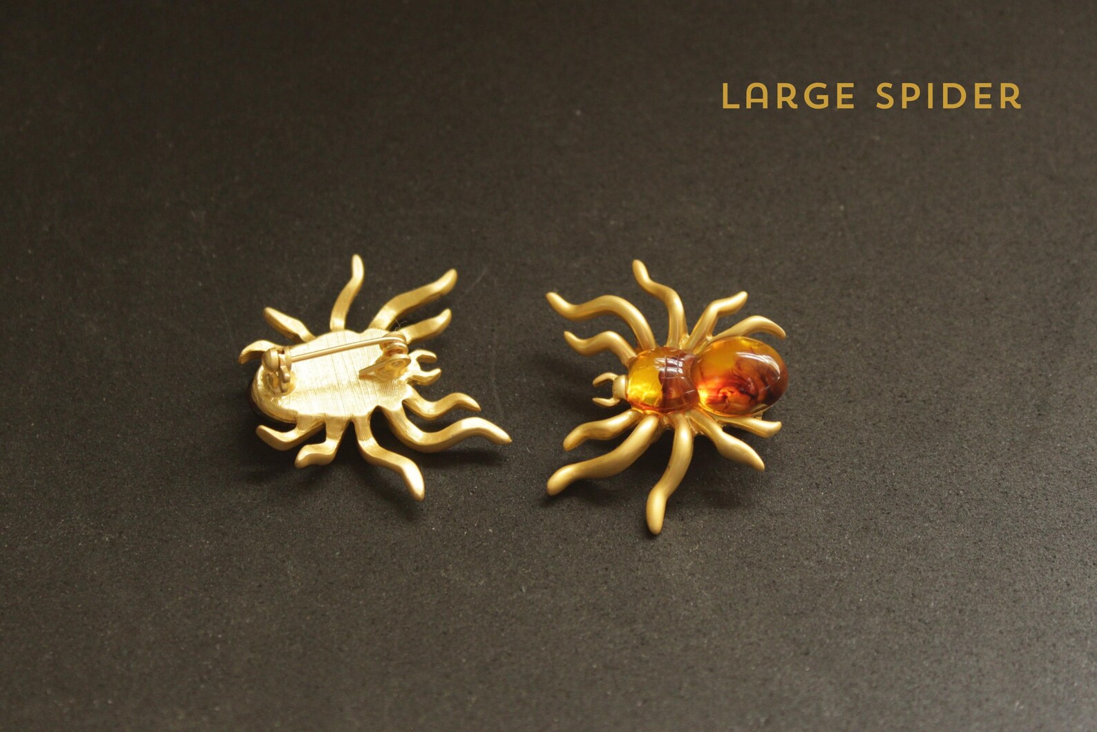 Vintage Gold Spider Brooch Amber Jelly Belly Brooches Choose From a ...