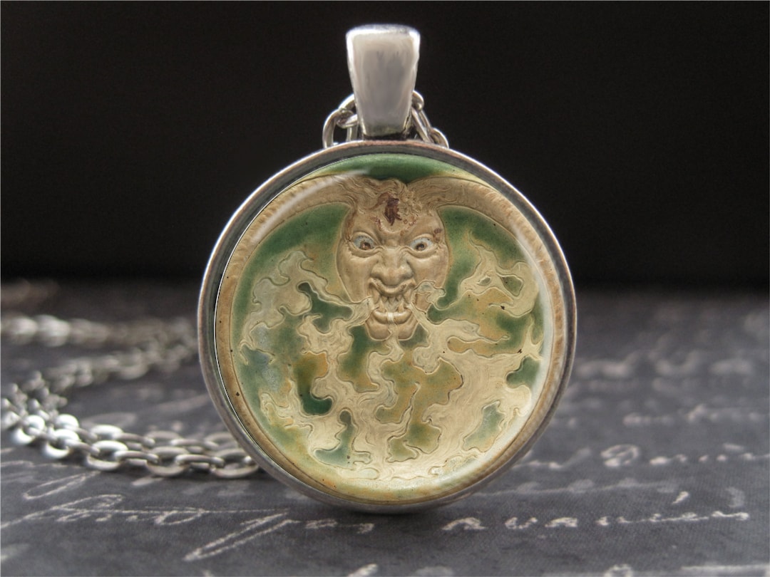 Devil Necklace 1890 French Pottery Pendant Silver Jewelry Occult Dark ...