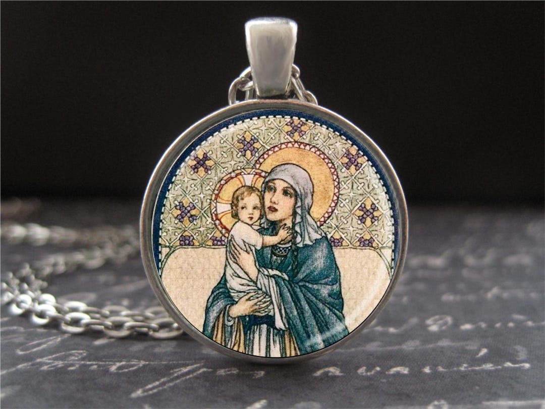 Madonna and Child Medal Jeanne Antoinette Labrousse Painting Antique ...