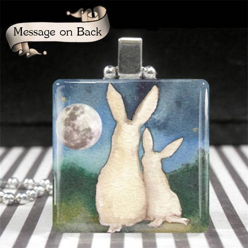 Rabbit Necklace Full Moon Jewelry I Love You to the Moon and - Etsy