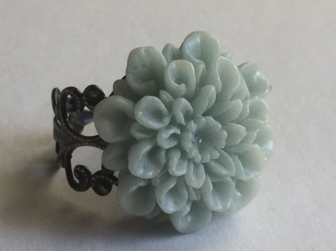 Cottagecore Rings Soft Vintage Blue Cottage Core Adjustable Flower Ring ...