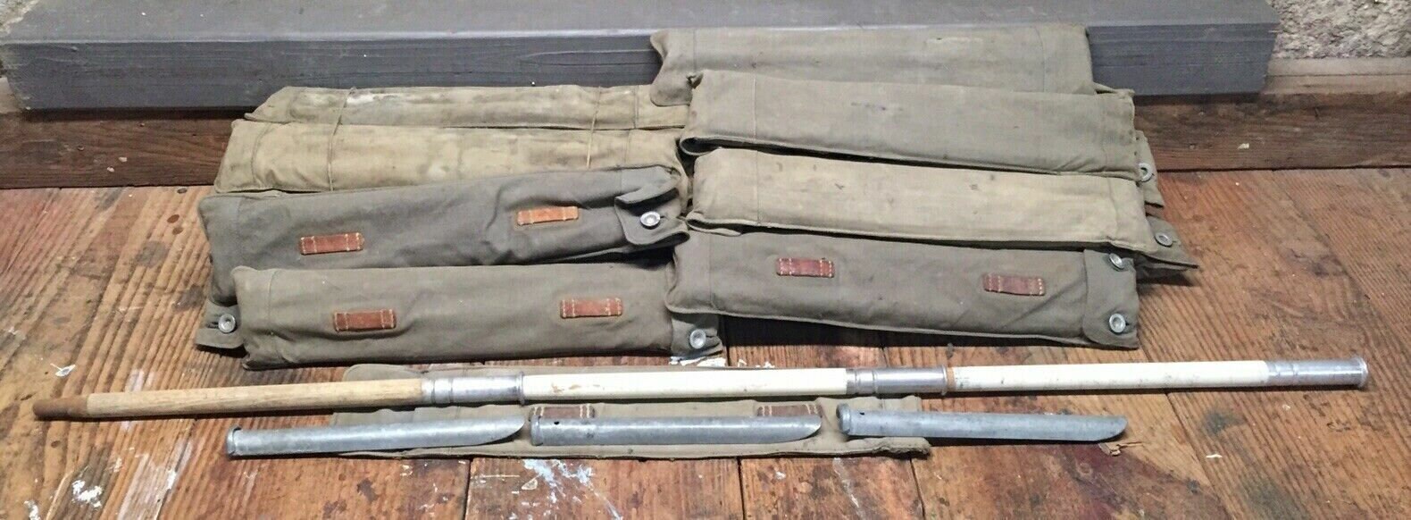 Vintage WW2 Half Shelter Pup Tent Pole & Stake Kit Army Green Military ...