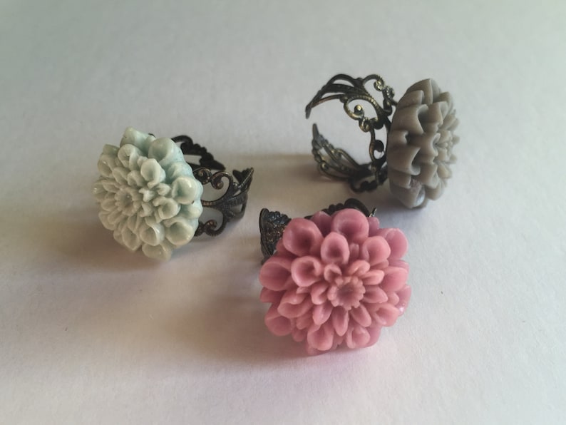 Cottagecore Rings Soft Vintage Blue Cottage Core Adjustable - Etsy UK