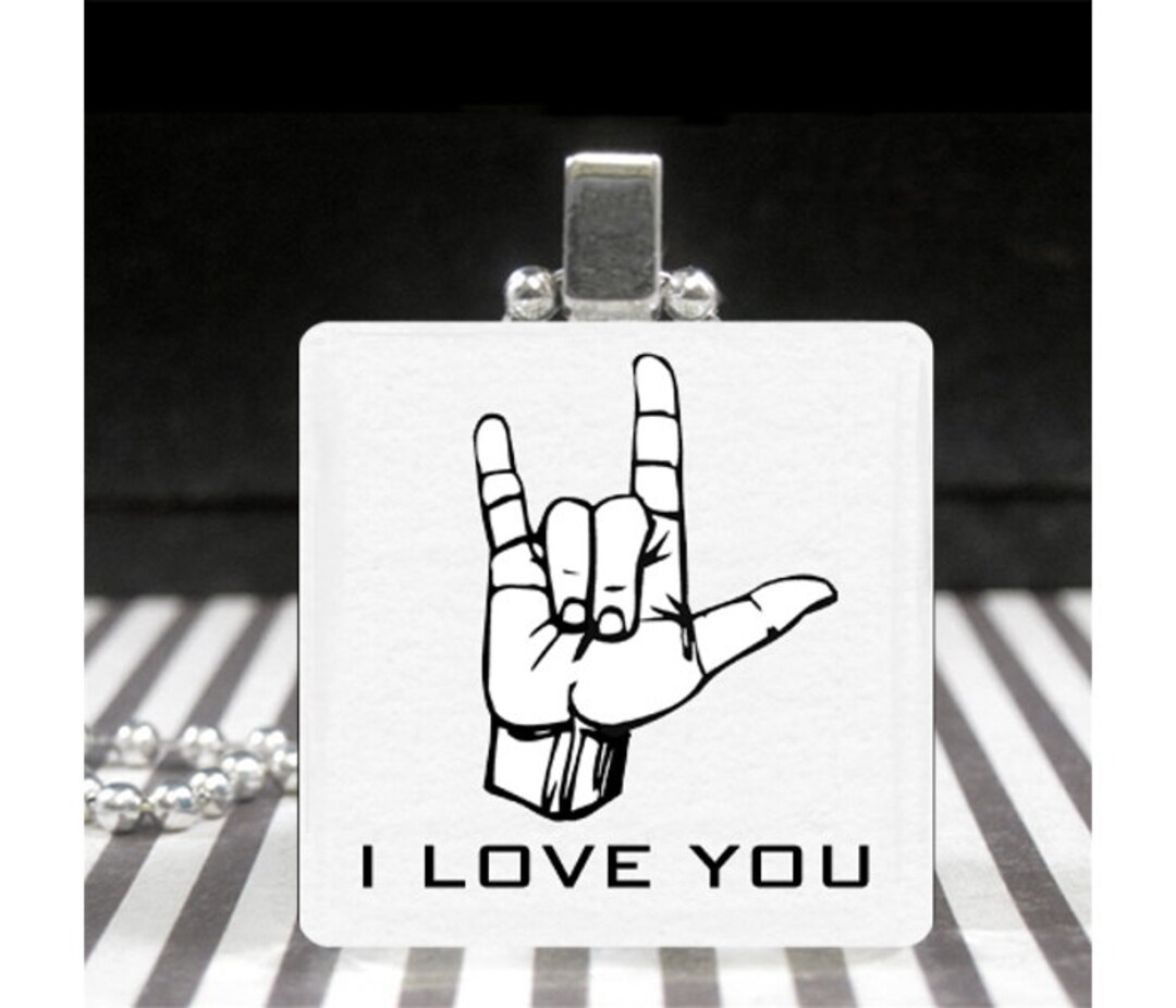 I Love You Sign Language Necklace American Sign Language Love Pendant ...