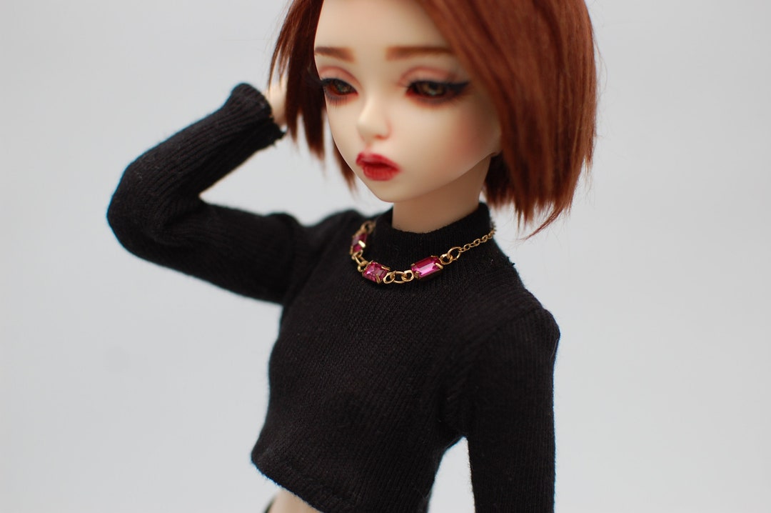 1/4 Scale Jewelry Doll Necklace - Gold Chain and Pink Jewels BJD MSD - Etsy