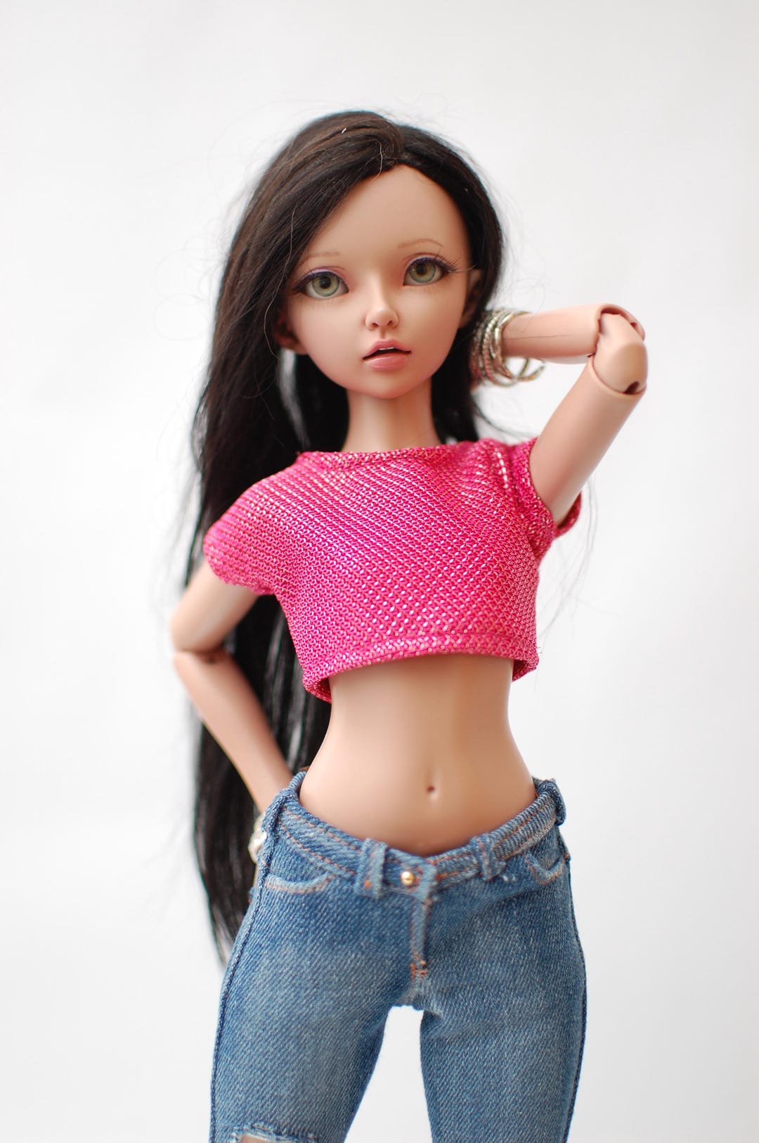 Pink Sparkling Crop Top for 1:4 Scale Dolls BJD Numina Fr16 Minifee BJD ...