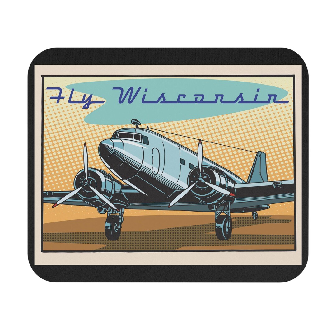 Vintage Airplane Mouse Pad - Retro Fly Wisconsin Design, Gift for ...