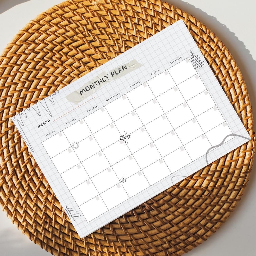 Minimalist Monthly Planner: Grid Paper Design (printable & Digital) - Etsy