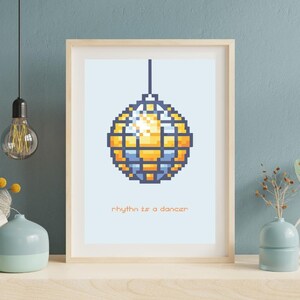 Pixel Art "rhythm is a Dancer" Disco Ball Print – Retro 8-bit Style ...