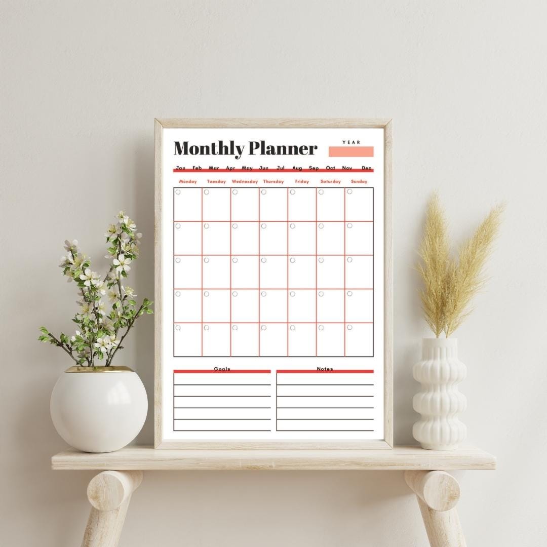 Bold - Modern Monthly Planner | Printable & Digital Calendar | Undated ...