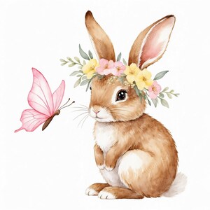 13 Watercolor Cute Bunny Clipart, Transparent Background PNG for ...