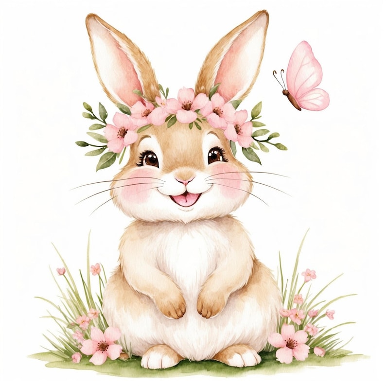 13 Watercolor Cute Bunny Clipart, Transparent Background PNG for ...