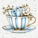 14 Blue Tea Set Clipart, Watercolor Teacups, Vintage Tea Party Graphics ...