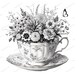 10 Line Drawing Tea Party Clipart, Hand Drawn Illustrations, Digital ...