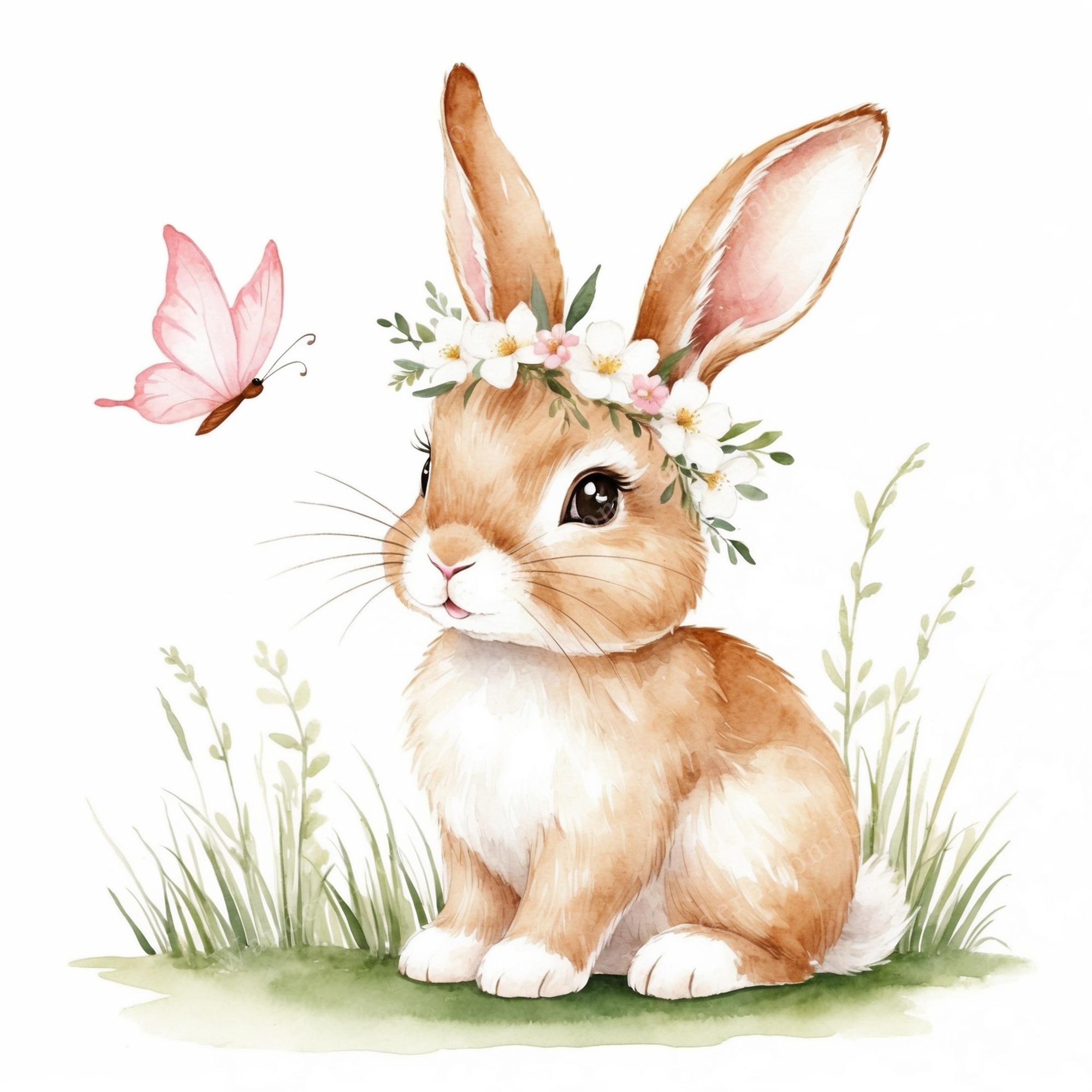 13 Watercolor Cute Bunny Clipart, Transparent Background PNG for ...