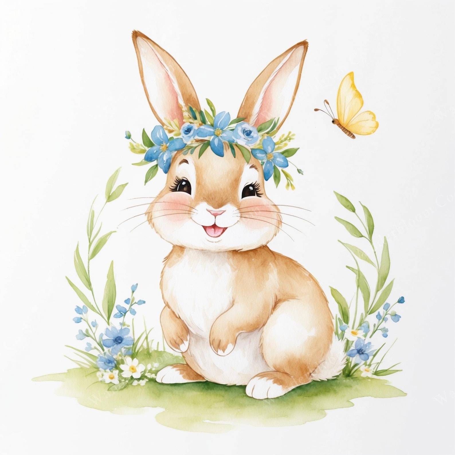 13 Watercolor Cute Bunny Clipart, Transparent Background PNG for ...