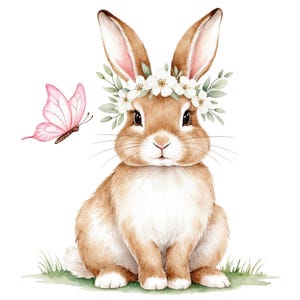 13 Watercolor Cute Bunny Clipart, Transparent Background PNG for ...
