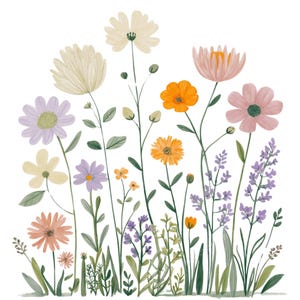 10 Sketched Wildflowers Clipart, Floral Art, Botanical Illustrations ...
