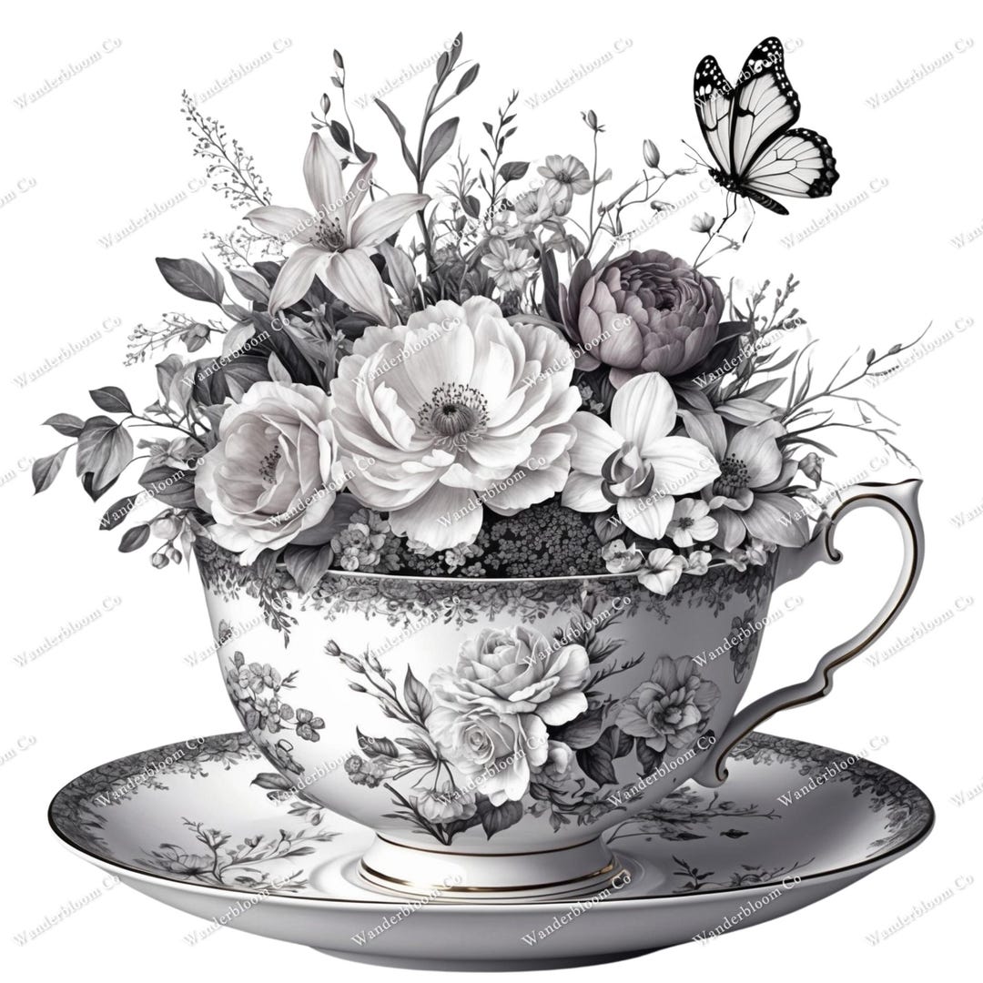 10 Line Drawing Tea Party Clipart, Hand Drawn Illustrations, Digital ...