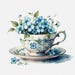 14 Blue Tea Set Clipart, Watercolor Teacups, Vintage Tea Party Graphics ...
