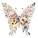 10 Boho Butterfly Clipart, Watercolor Floral PNG, Digital Download for ...