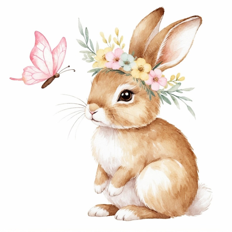 13 Watercolor Cute Bunny Clipart, Transparent Background PNG for ...