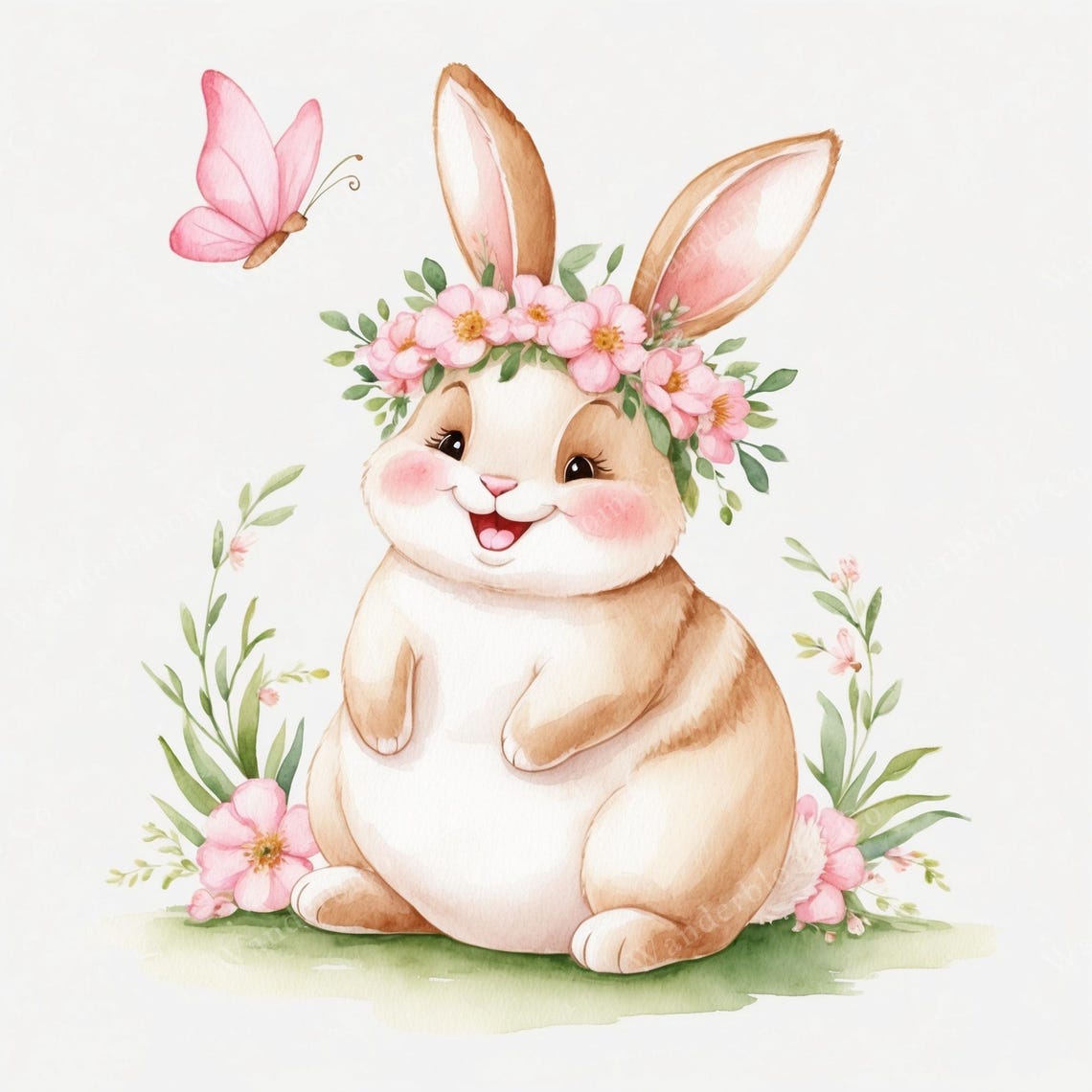 13 Watercolor Cute Bunny Clipart, Transparent Background PNG for ...