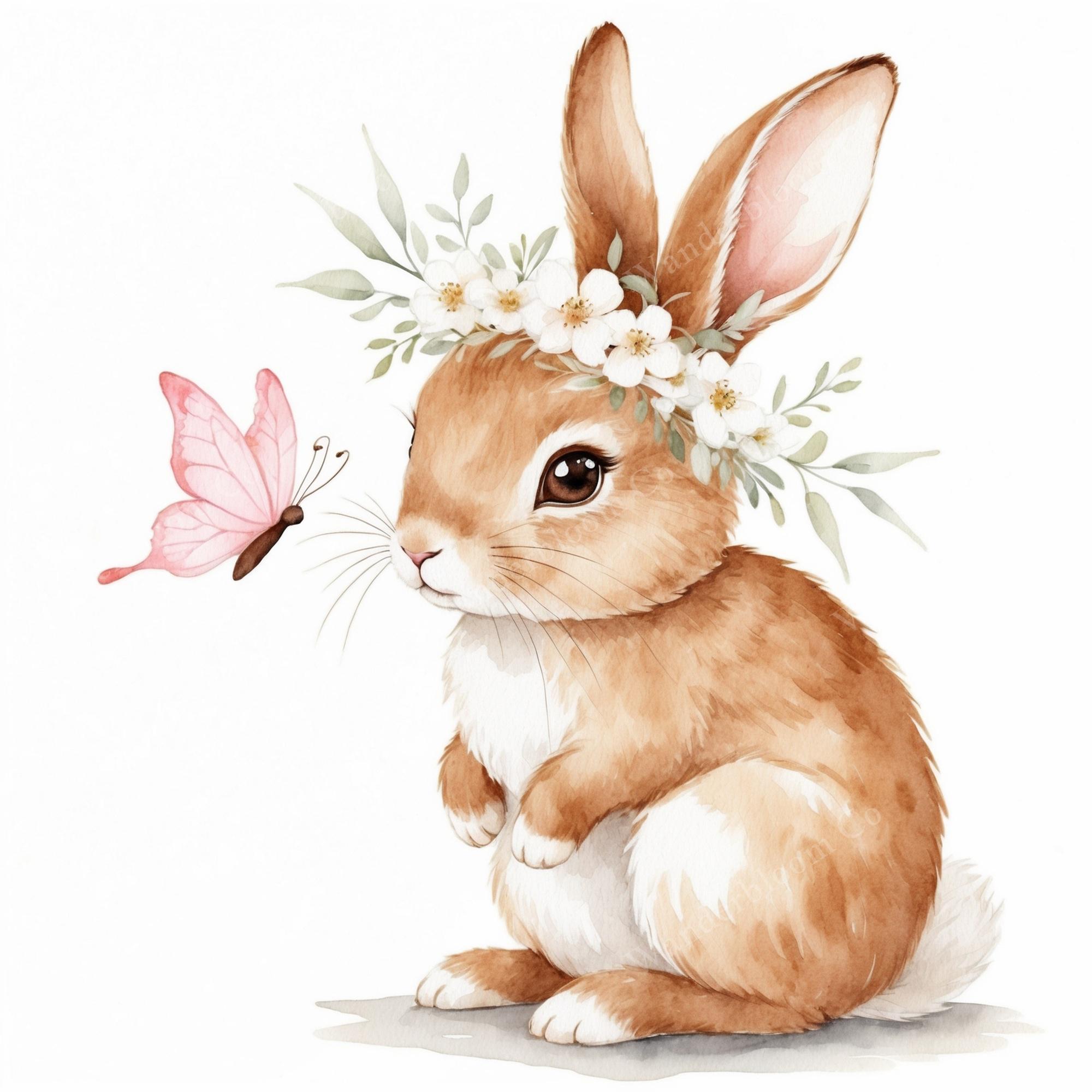 13 Watercolor Cute Bunny Clipart, Transparent Background PNG for ...