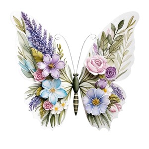 10 Boho Butterfly Clipart, Watercolor Floral PNG, Digital Download for ...