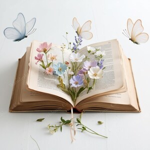 10 Boho Watercolor Books Digital Clipart, Floral Illustrations, PNG ...
