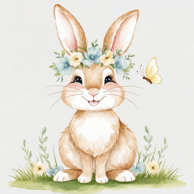 13 Watercolor Cute Bunny Clipart, Transparent Background PNG for ...
