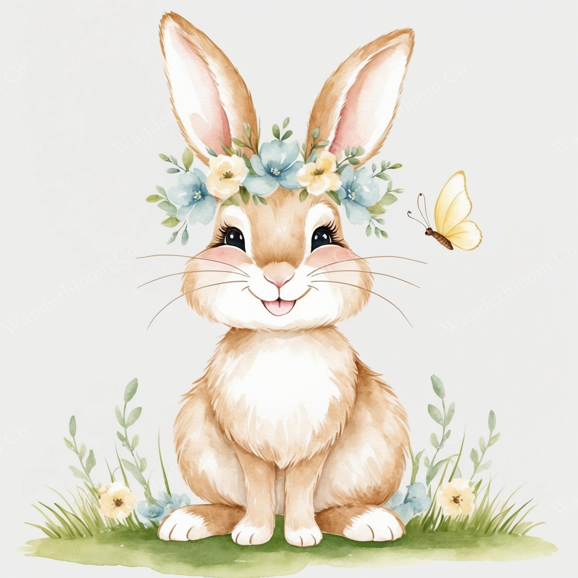 13 Watercolor Cute Bunny Clipart, Transparent Background PNG for ...