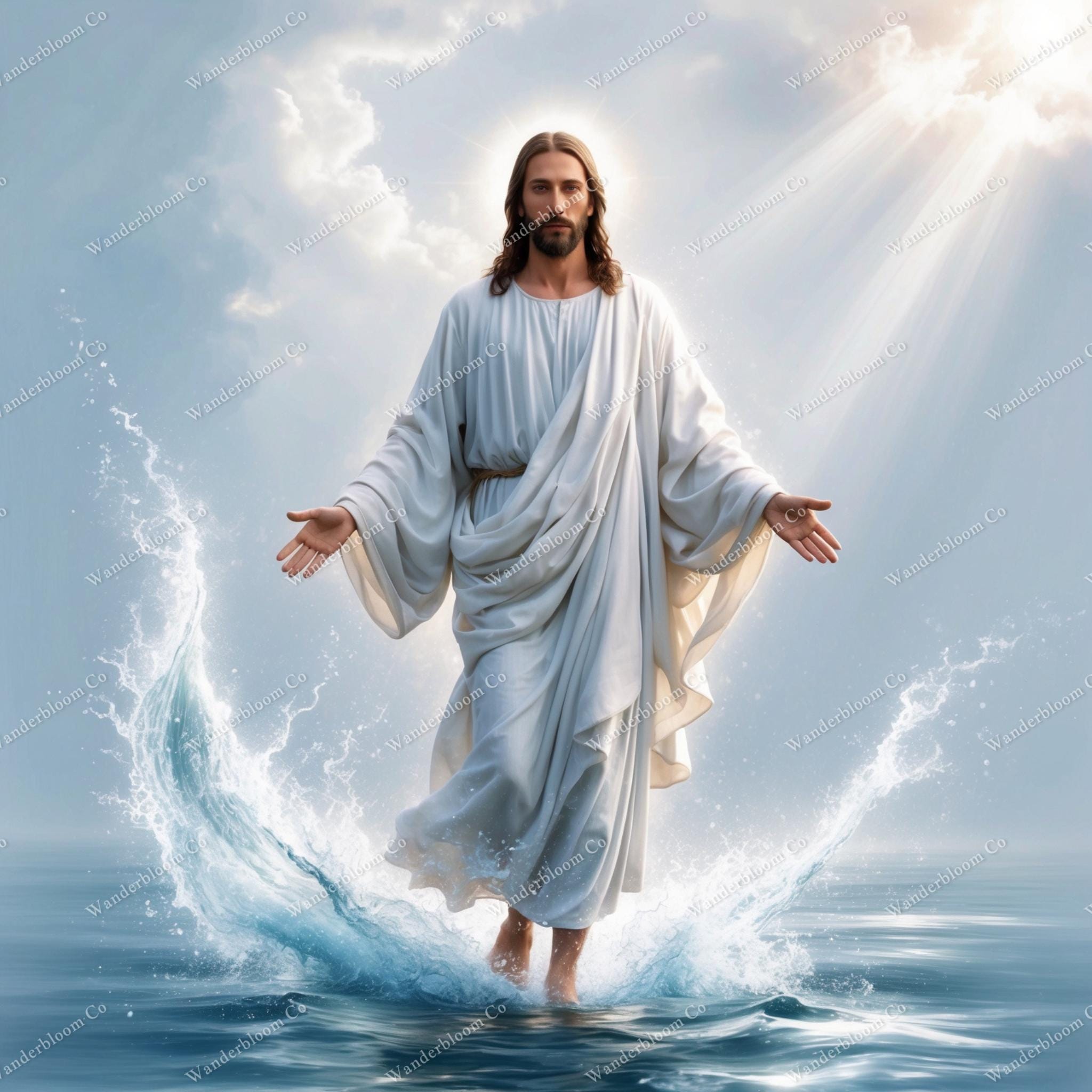 10 Jesus Walking on Water Clipart, Inspirational Christian Art Print ...