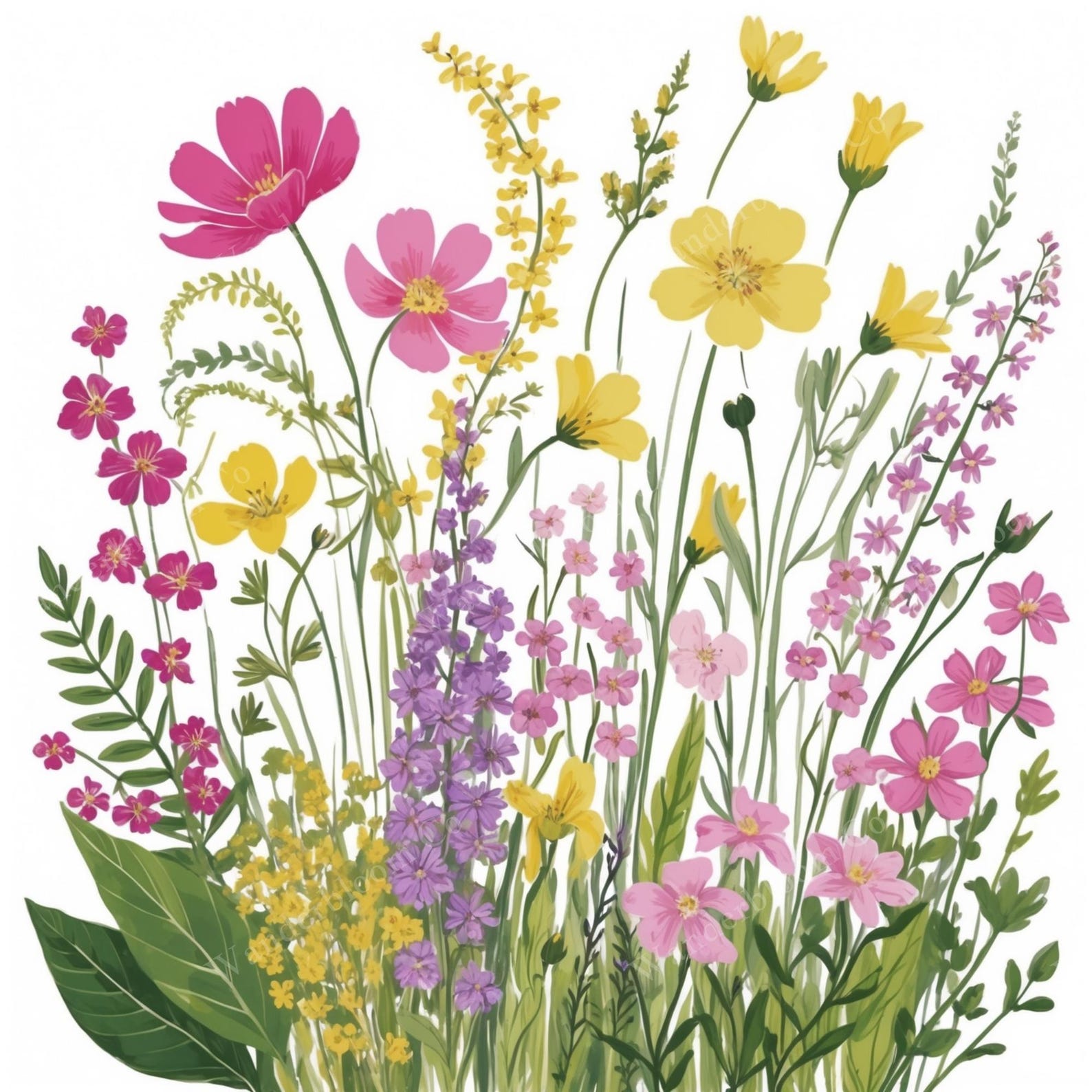10 Sketched Wildflowers Clipart, Floral Art, Botanical Illustrations ...